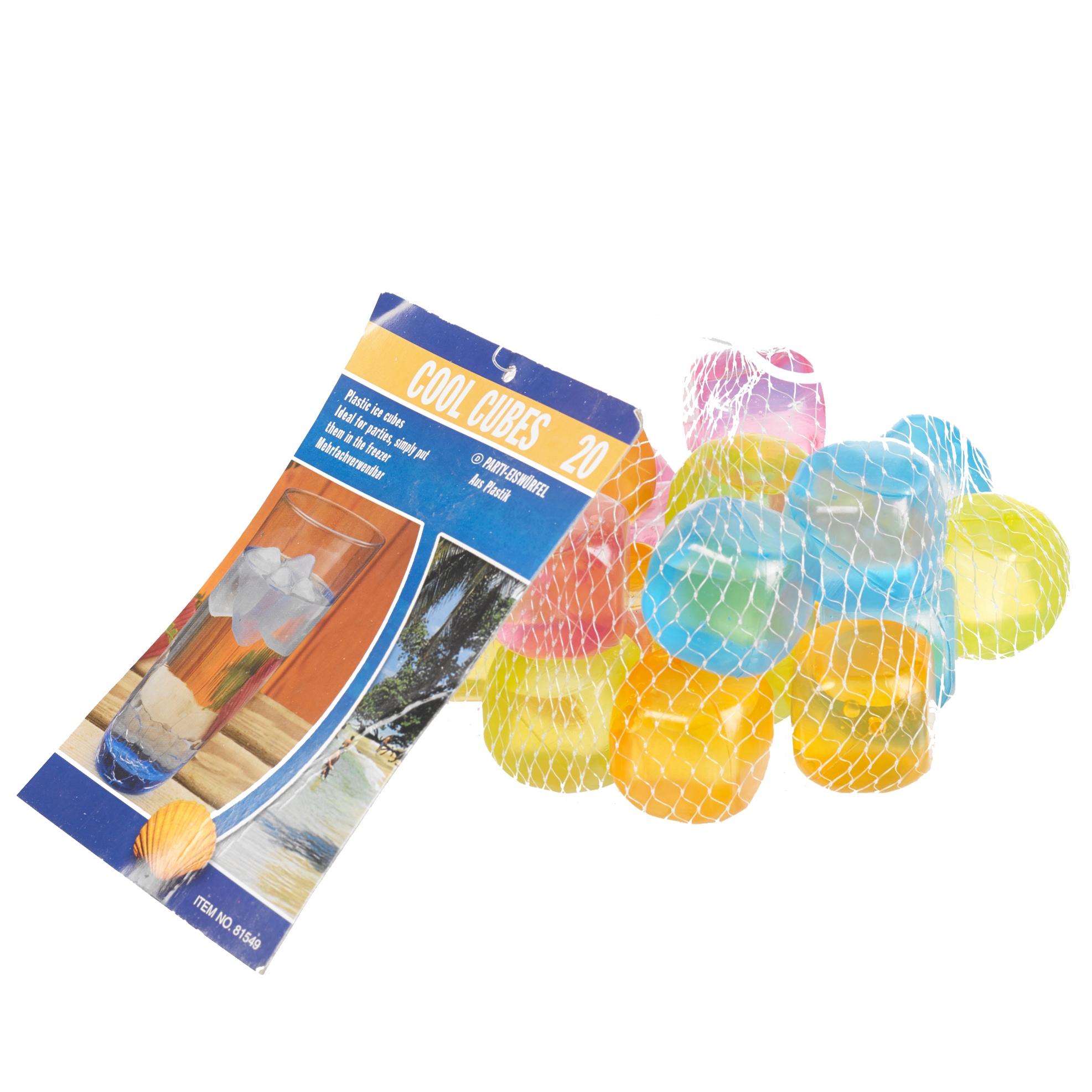 20 Plastic Assorted Multicolour Ice Cubes Cool Cold Drinks Bar Reusable ...