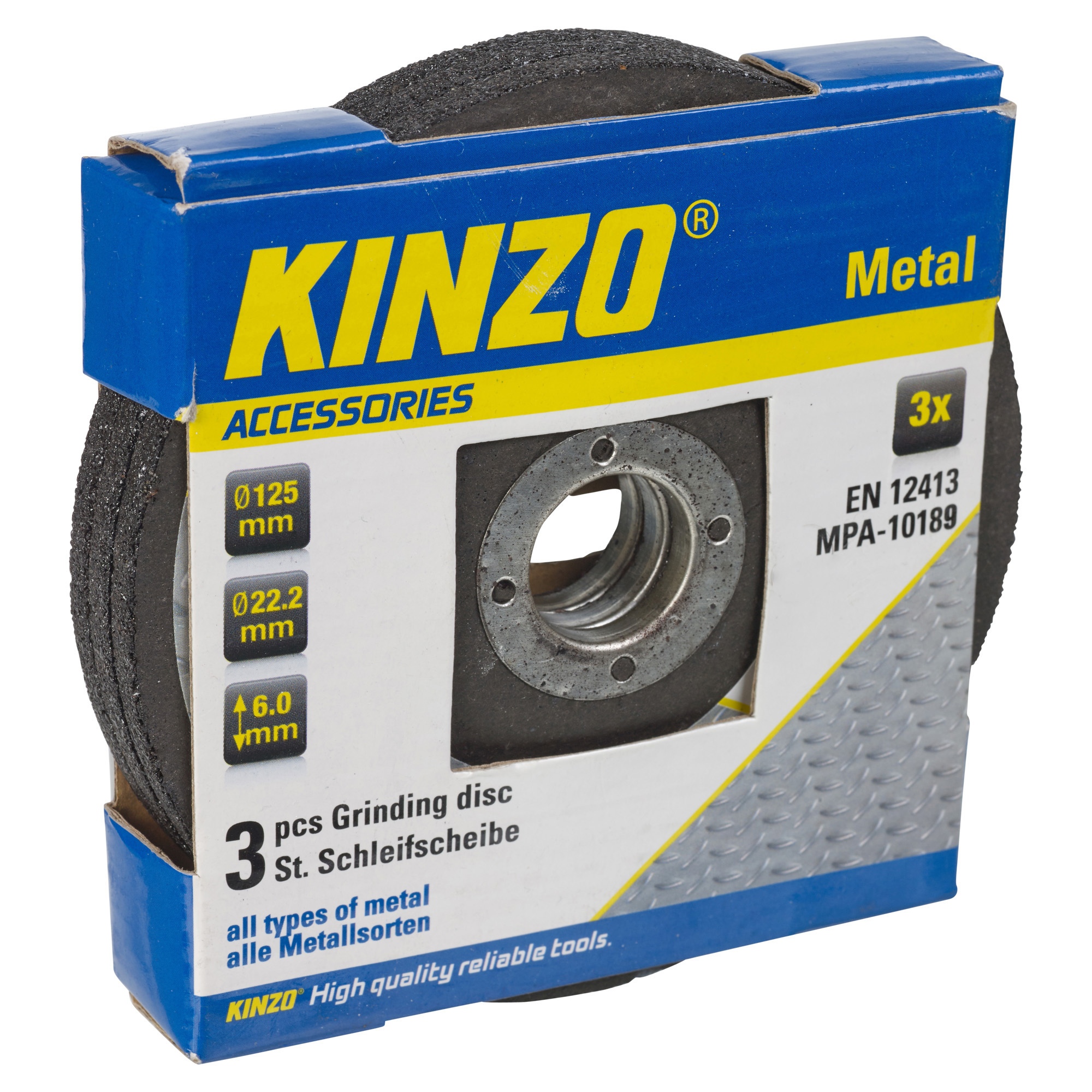 Kinzo Universal 3 Pack Of Metal Grinder Discs 125mm Cutting Grinding kinzo-universal-3-pack-of-metal-grinder-discs-125mm-cutting-grinding