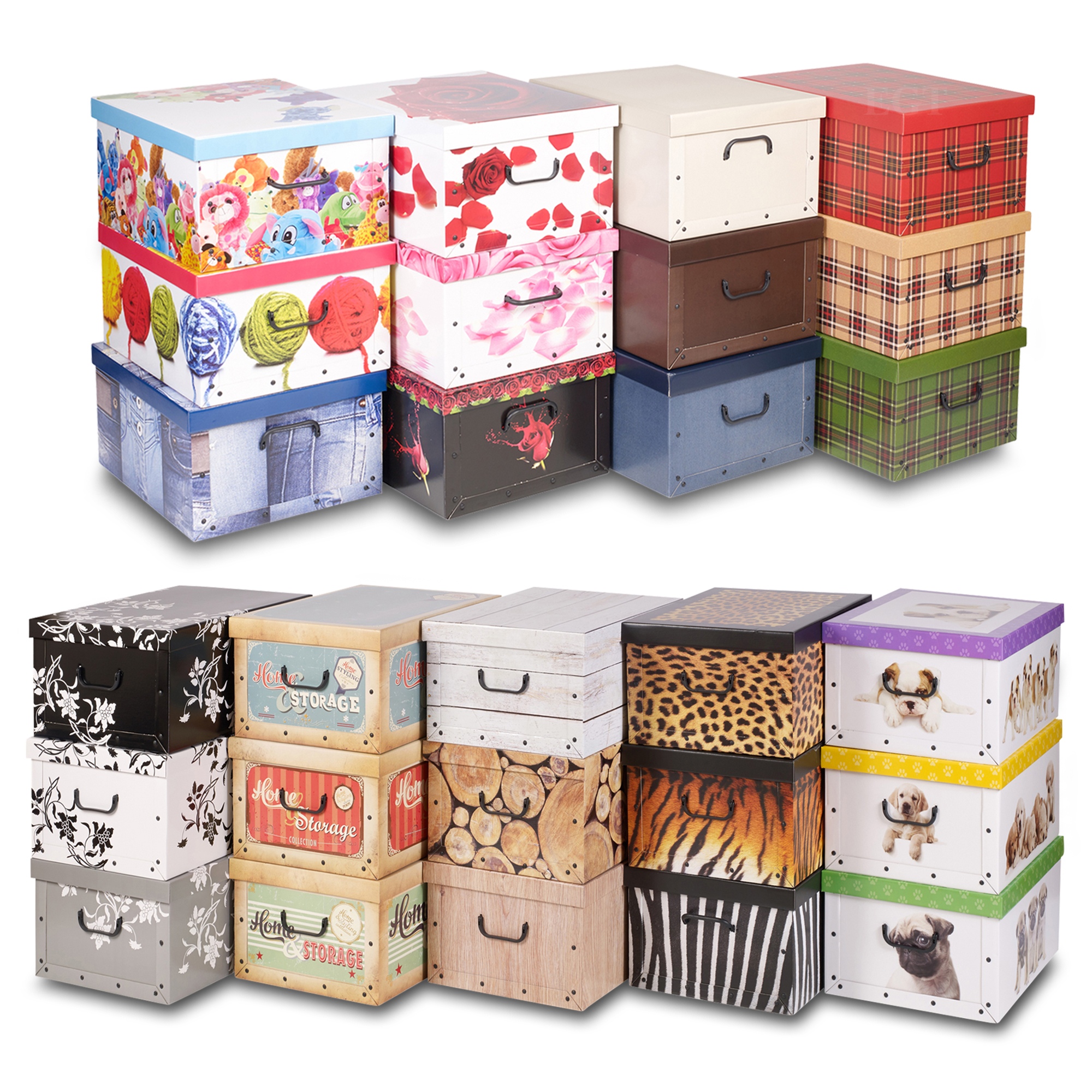 3 Underbed Collapsible Storage Boxes Cardboard With Lids Handles 