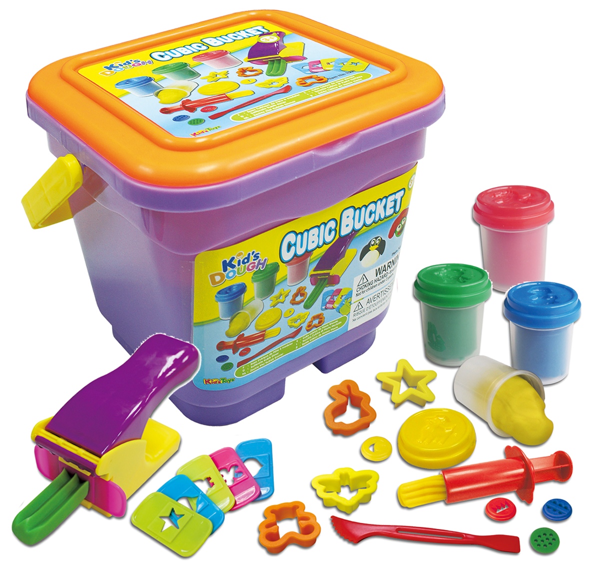 22 Piece Cube Bucket Play Dough Craft Gift Set Tubs & Shapes Children ...