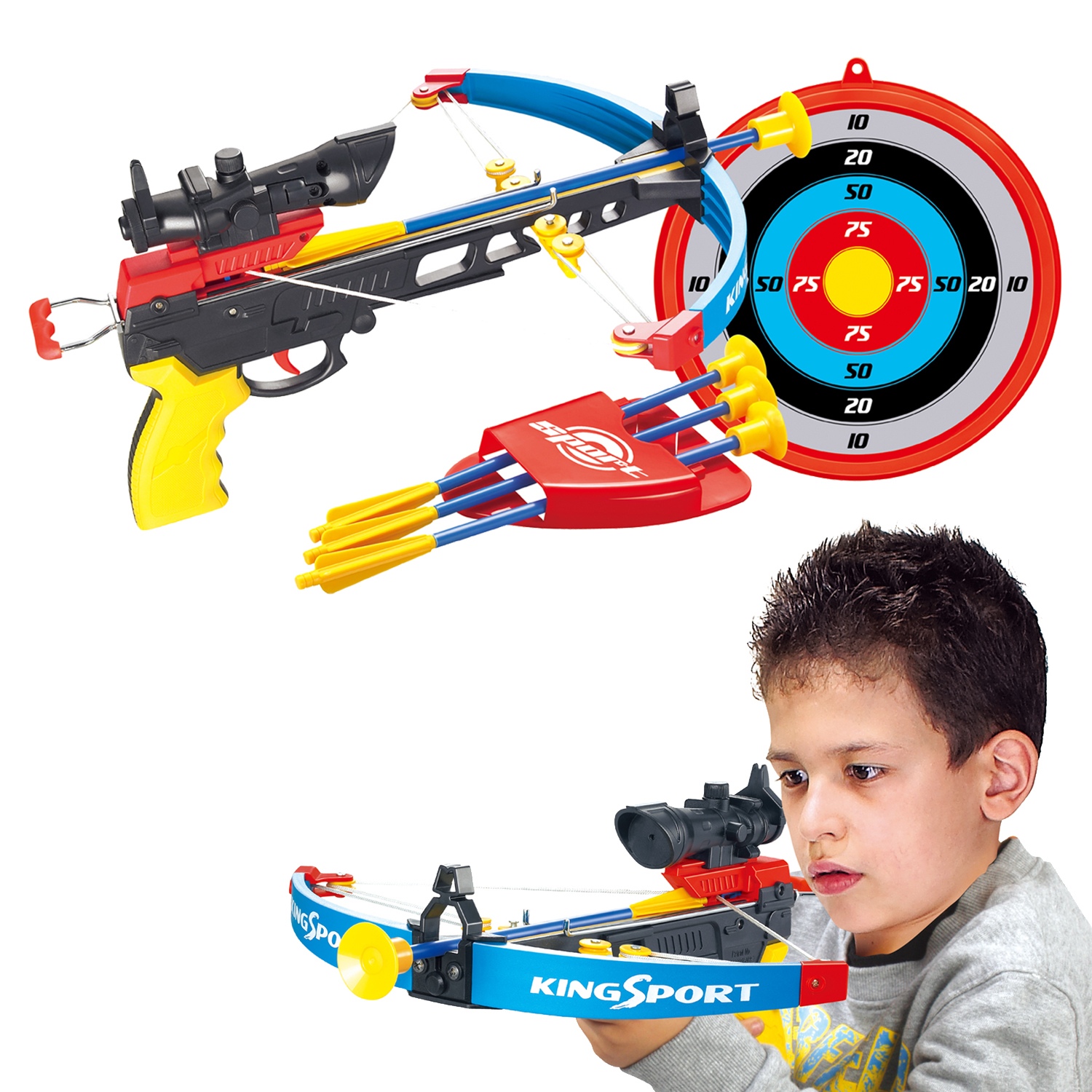 Kids Crossbow Set With Arrows Target Infrared Toy Gun Archery Shooting ...