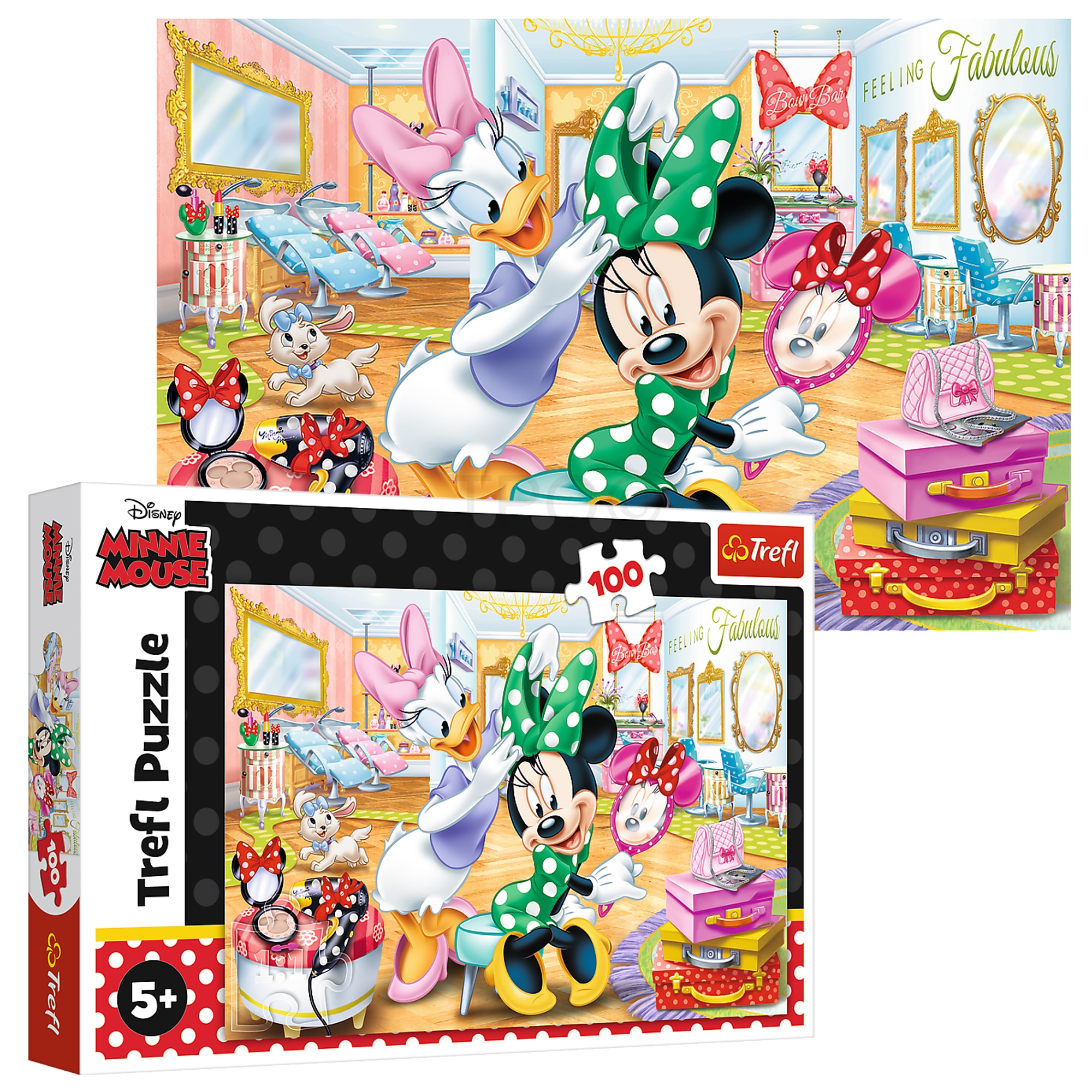 Trefl 100 Piece Kids Large Disney Minnie Mouse In Beauty Parlour Jigsaw ...