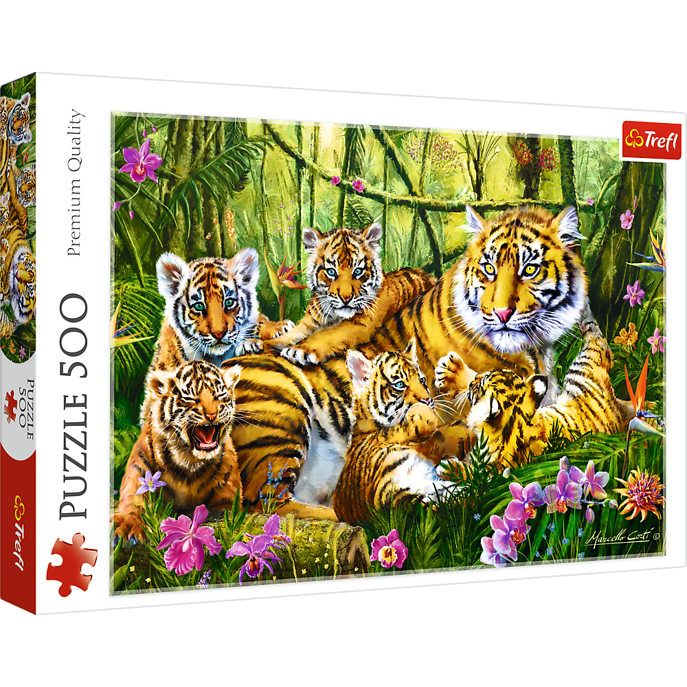 Trefl 500 Piece Kids Large Family Of Tigers Forest Ferocious Floor ...
