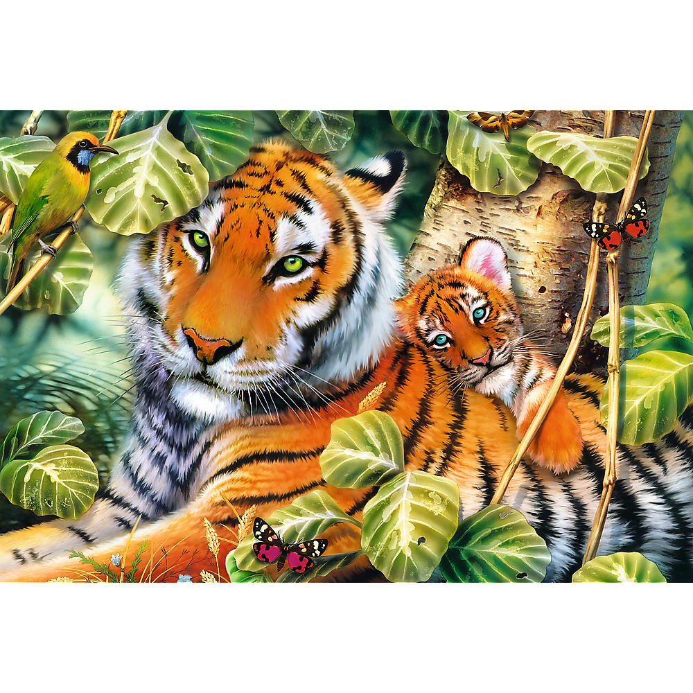 Trefl 1500 Piece Adult Large Two Ferocious Tigers Family Forest Jigsaw ...