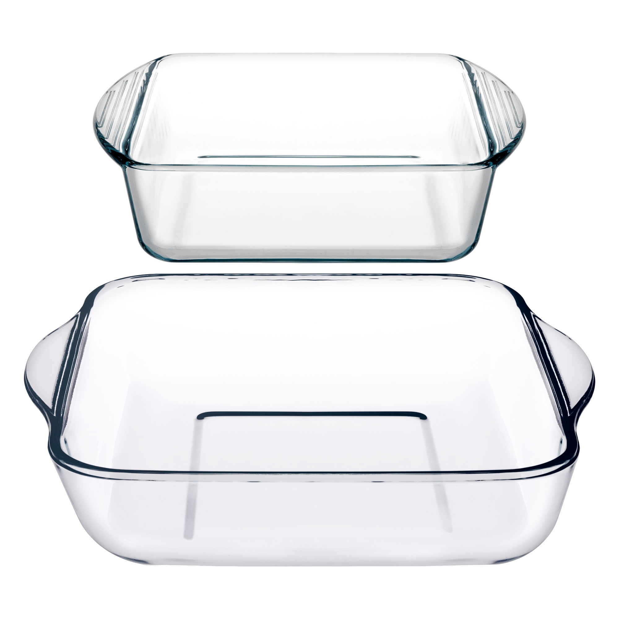 2 Piece Square Glass Ovenware Set Cake Dishes Non Stick Microwave ...