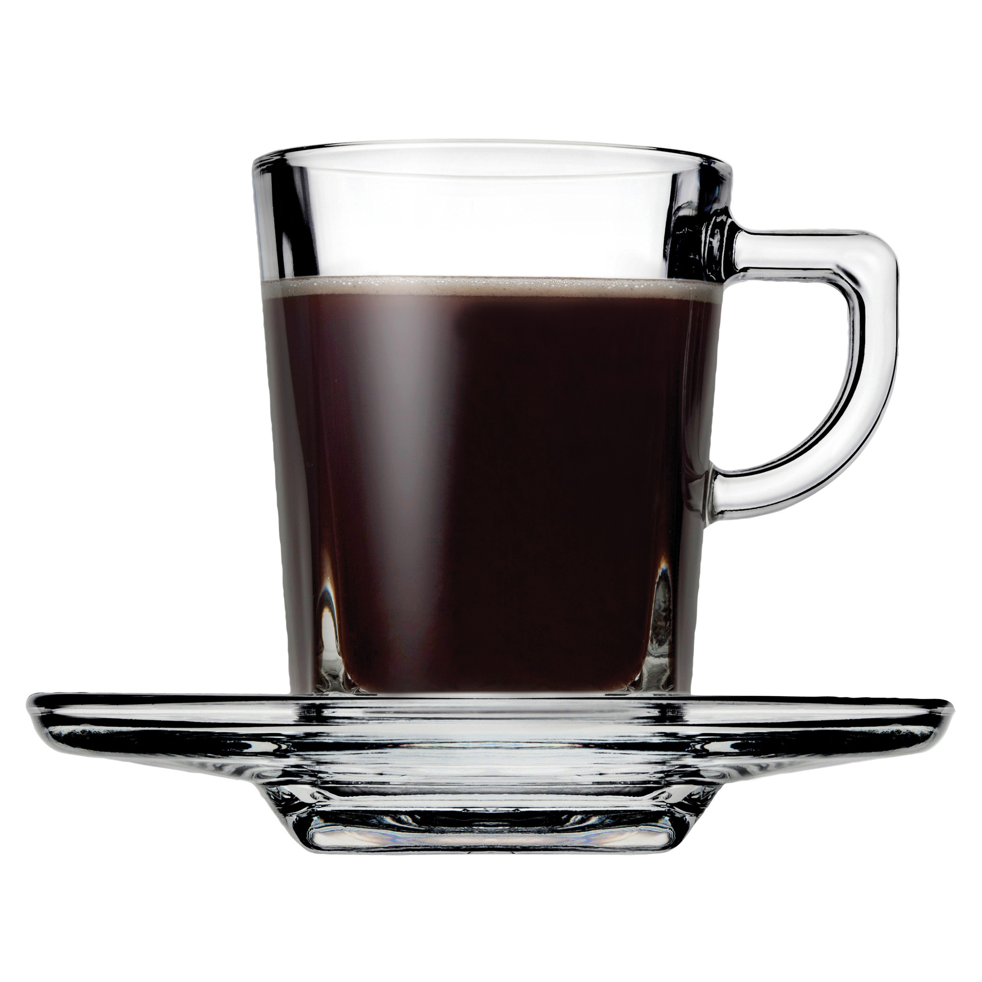 Pasabahce Carre Set Of 6 Espresso Glass Coffee Cup And Saucer Gift Box ...