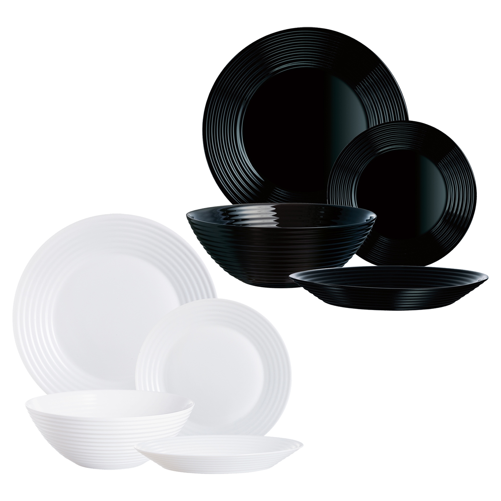 Luminarc Harena Lined 18pc Opal Glass Dinner Set Dinnerware Tableware ...