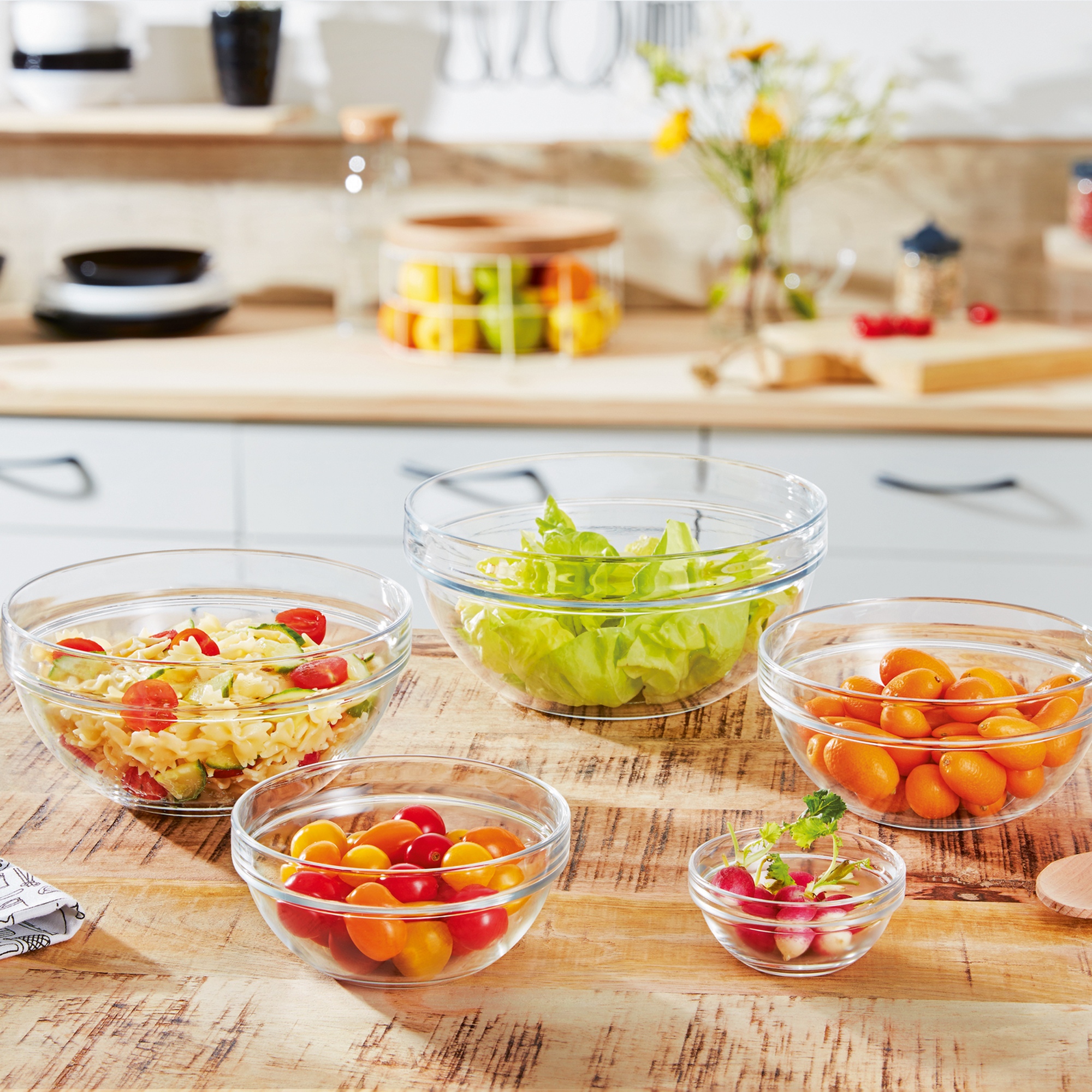6x Luminarc Empilable 6cm Tempered Clear Glass Mixing Bowls Food Microwave Safe Ebay