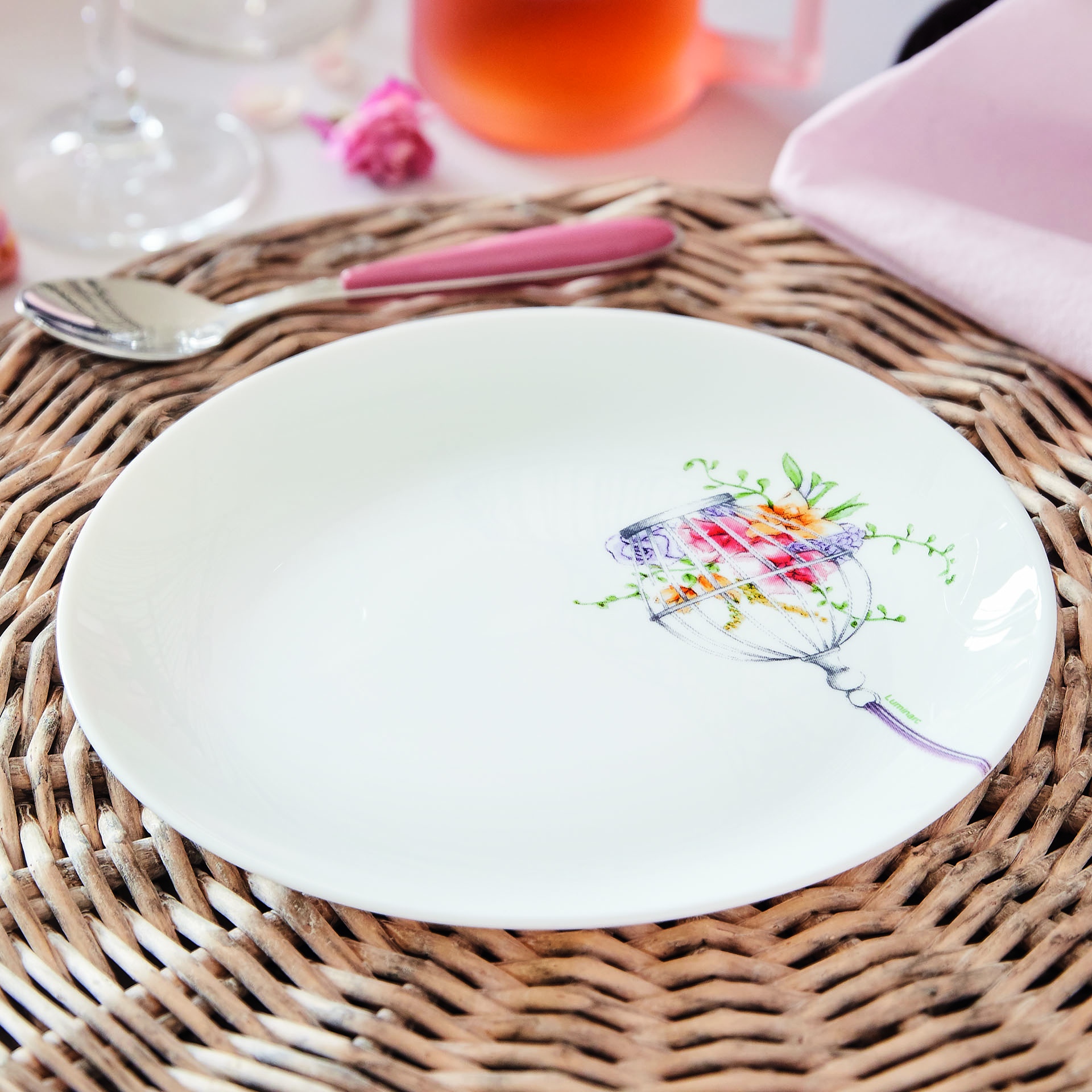 Luminarc Flore 18pc Opal Glass Flower Dinner Set Dinnerware Tableware ...