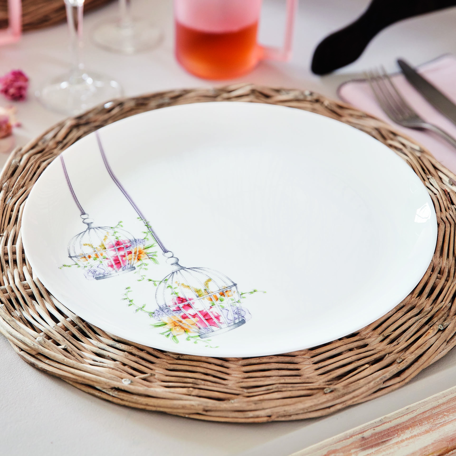 Luminarc Flore 18pc Opal Glass Flower Dinner Set Dinnerware Tableware ...