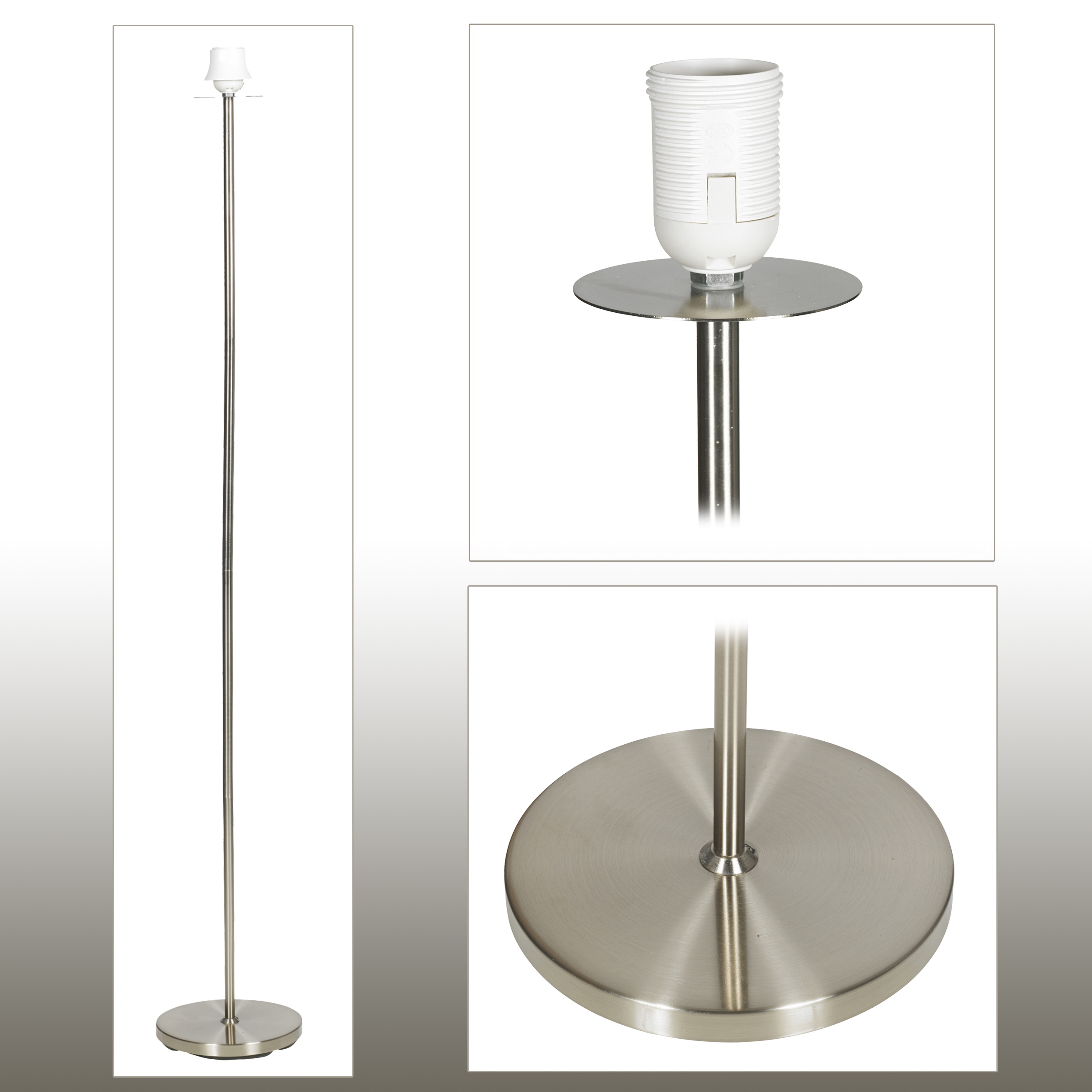 Large Tall Brushed Stainless Steel Standing Floor Lamp Uplighter ...